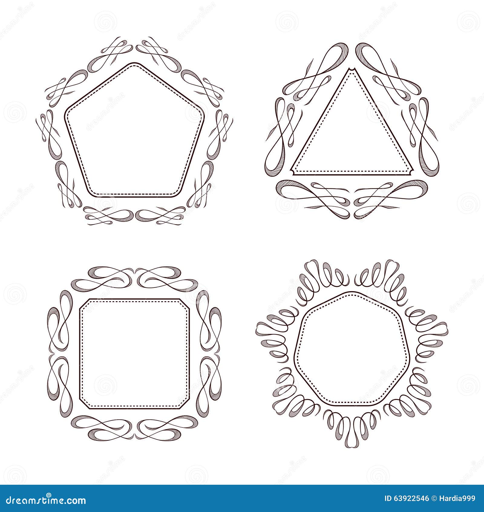 Vector Calligraphy Frames Set Stock Vector - Illustration of festive ...