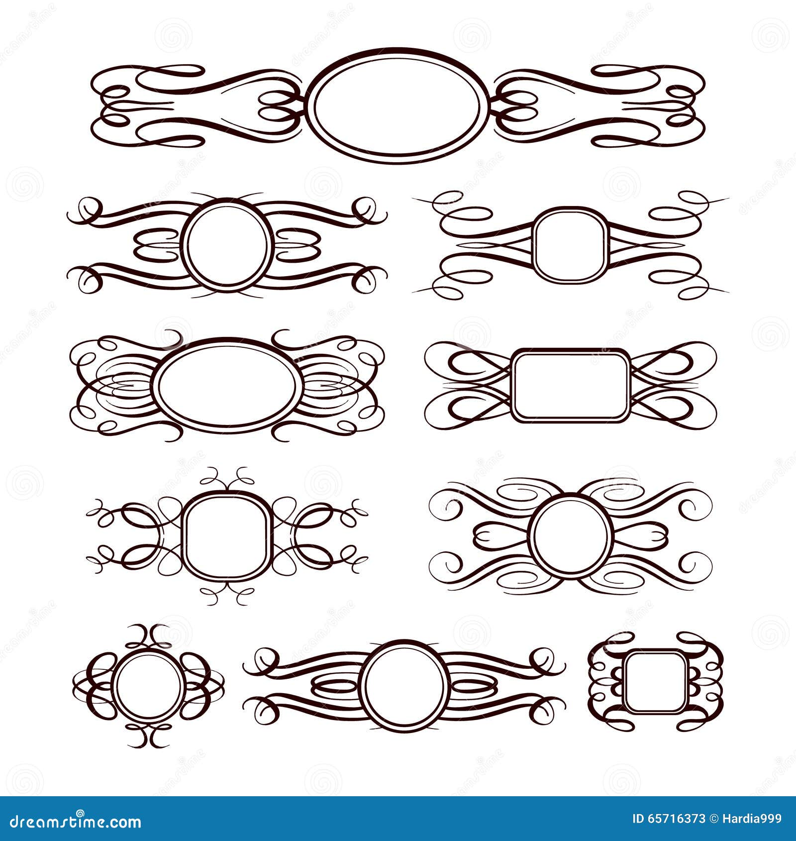 Vector Calligraphy Frames Set Stock Vector - Illustration of elegance ...