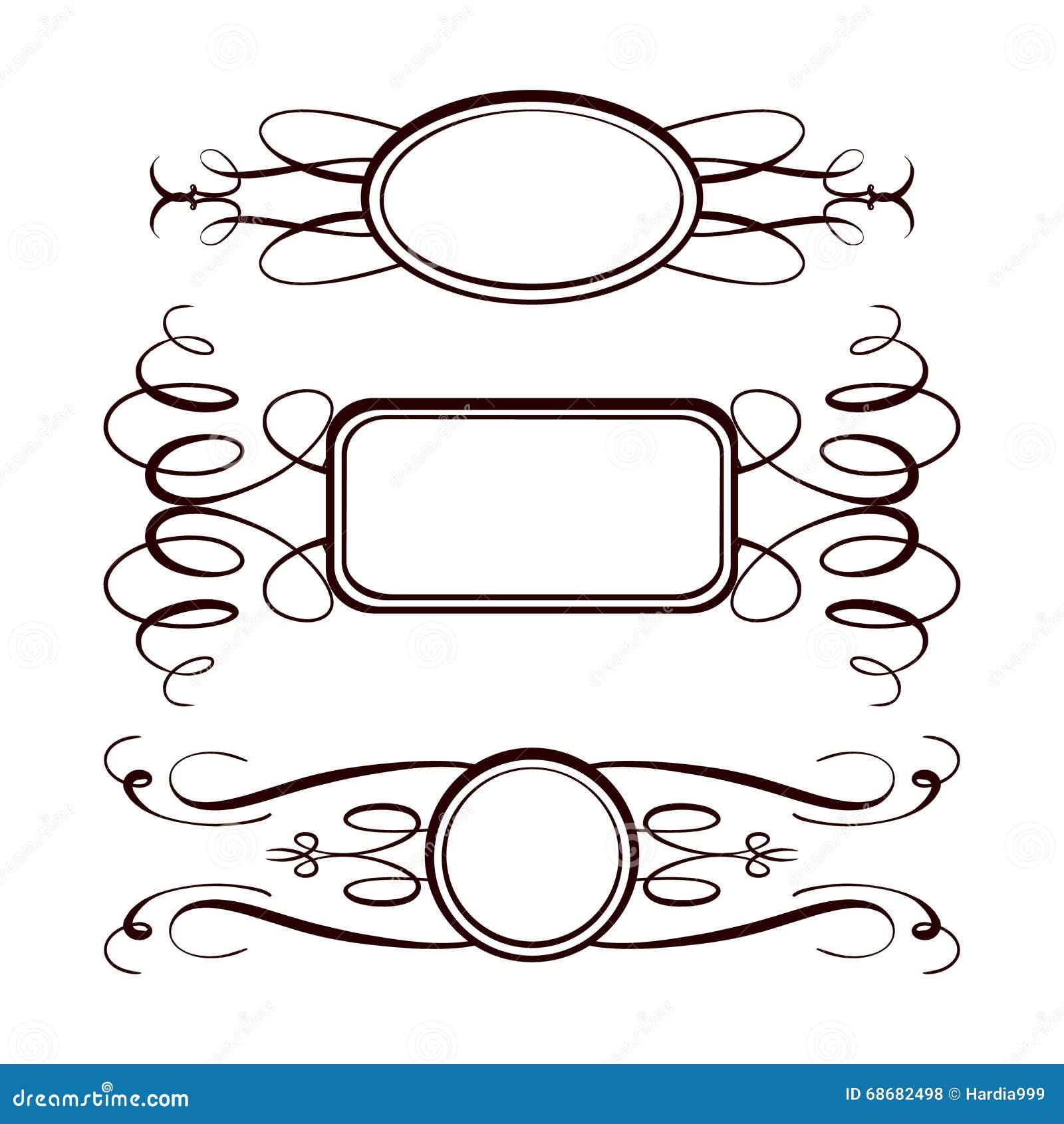 Vector Calligraphy Frames Set Stock Vector - Illustration of flourish ...