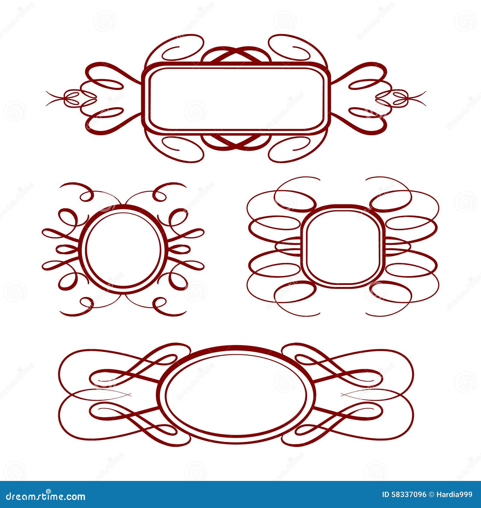 Vector Calligraphy Frames Set Stock Vector - Illustration of engrave ...