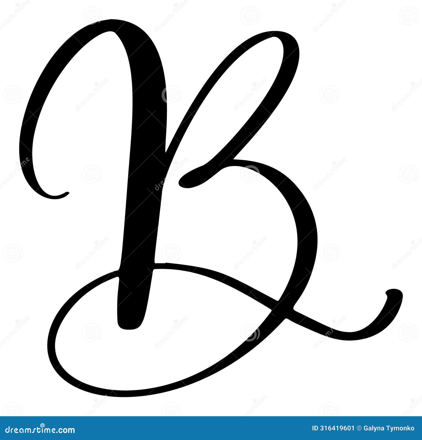 Vector Calligraphy Hand Drawn Letter B Logo Italic. Script Font ...