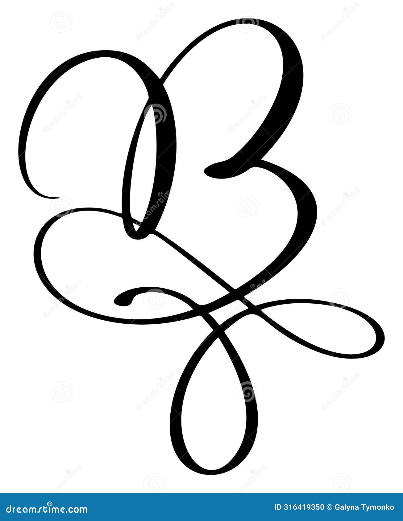 Vector Calligraphy Hand Drawn Letter B Logo. Script Font Stock Vector ...