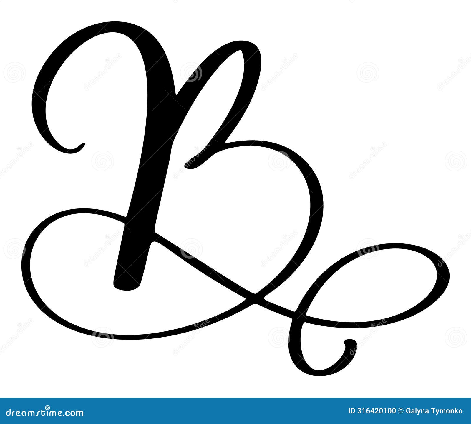 Vector Calligraphy Hand Drawn Letter B Logo. Script Font Logo Stock ...