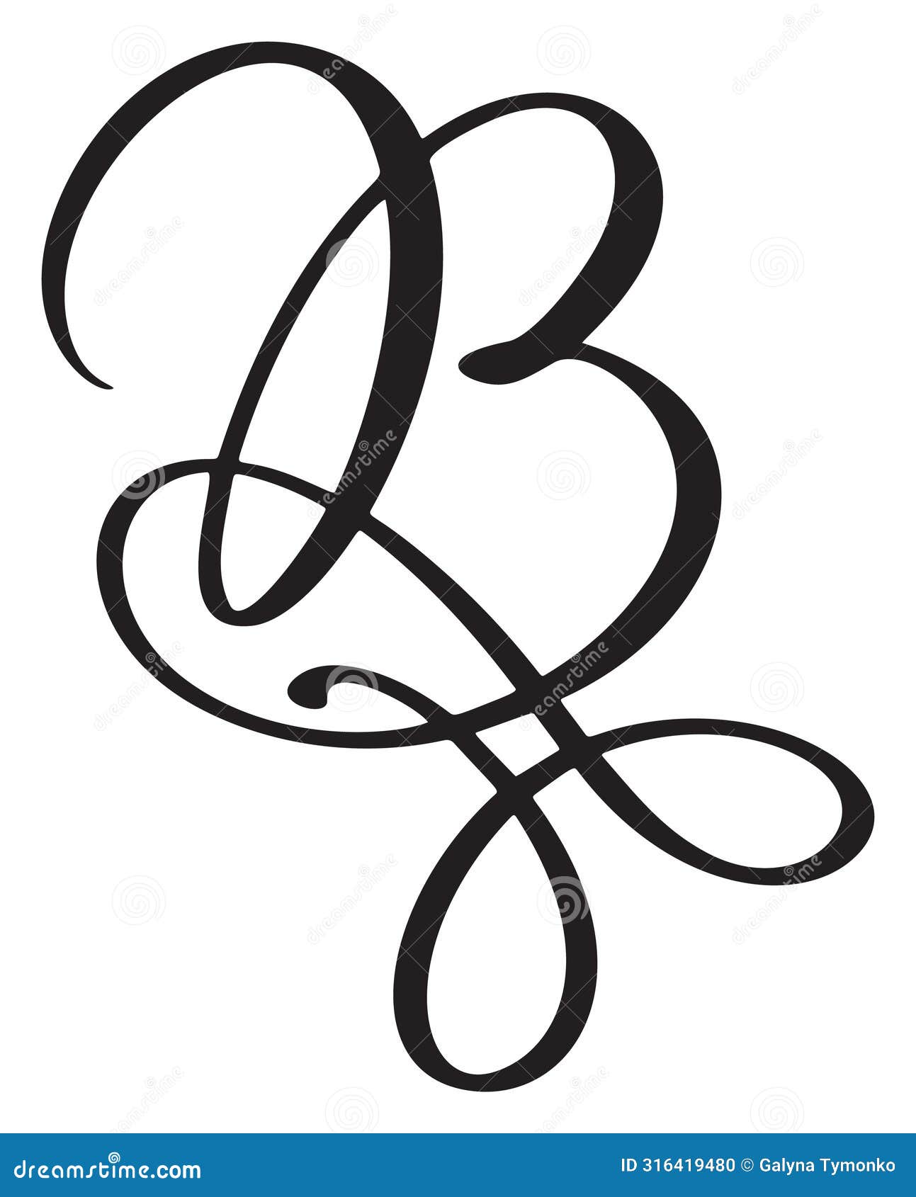 Vector Calligraphy Hand Drawn Letter B. Script Font Icon Logo Stock ...