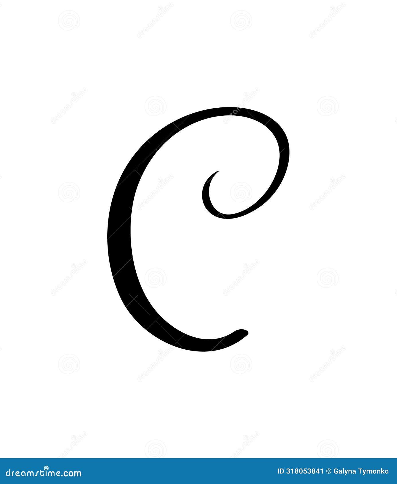 Vector Calligraphy Hand Drawn Letter C Logo. Script Font Stock Vector ...