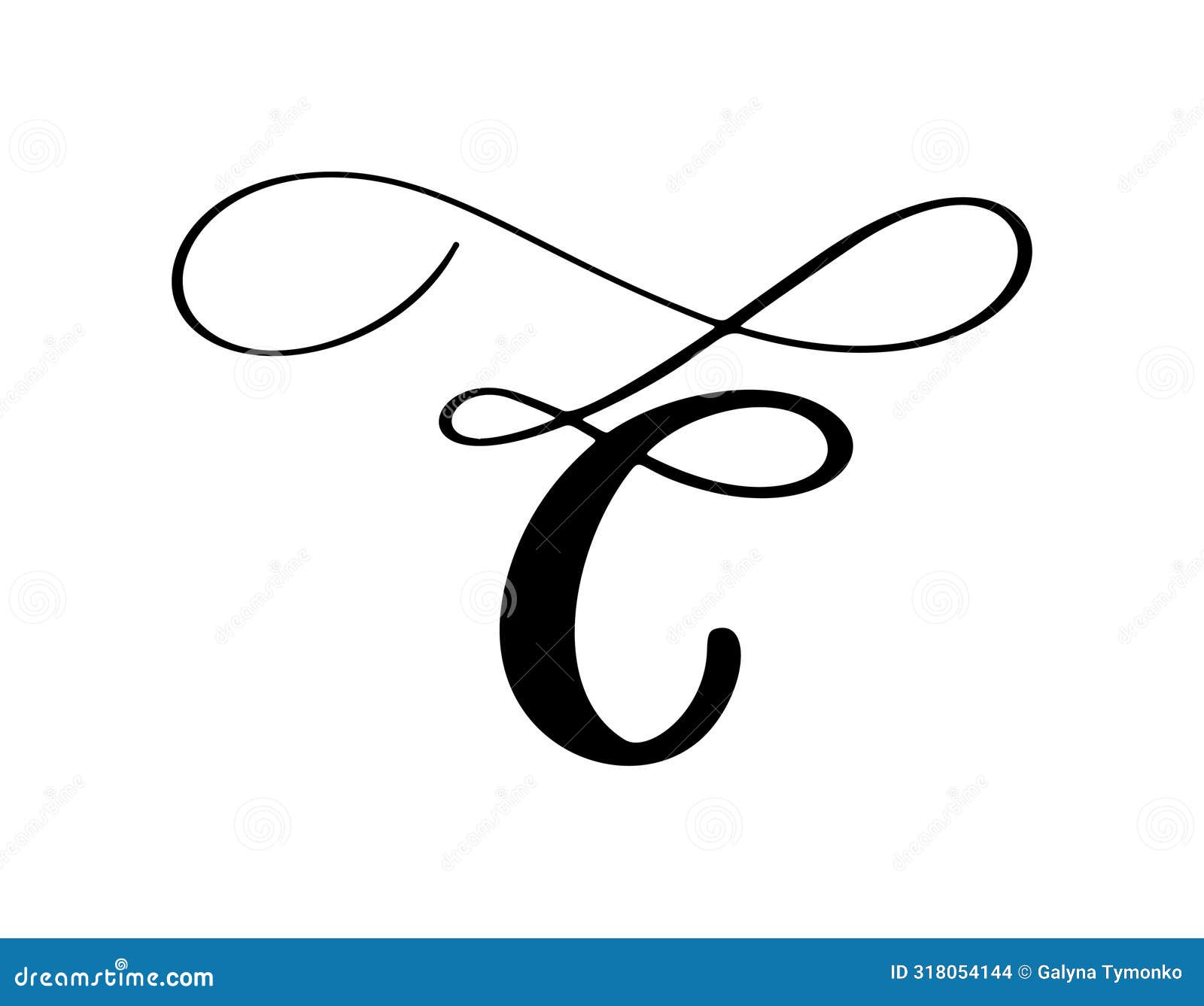 Vector Calligraphy Hand Drawn Letter C Logo. Script Font Stock Vector ...