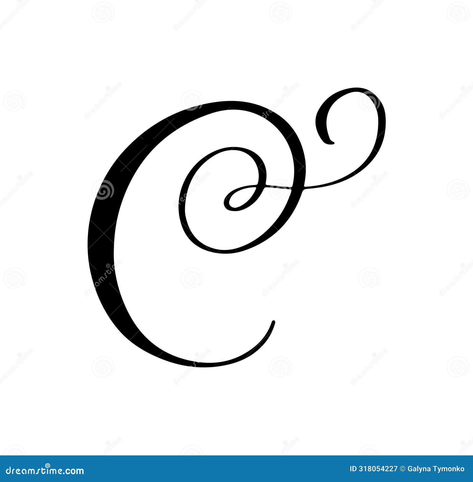 Vector Calligraphy Hand Drawn Letter C Logo. Script Font Stock Vector ...