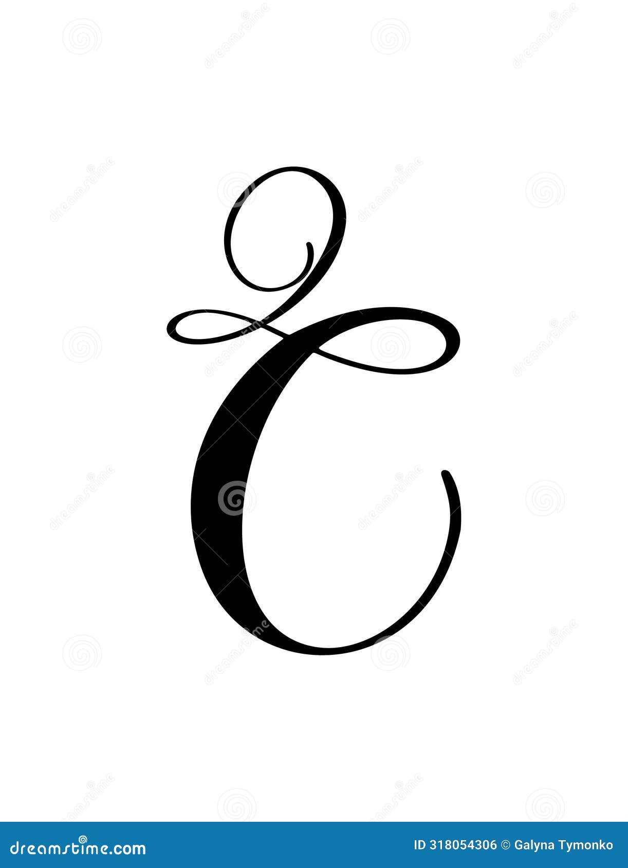 Vector Calligraphy Hand Drawn Letter C Logo. Script Font Stock Vector ...