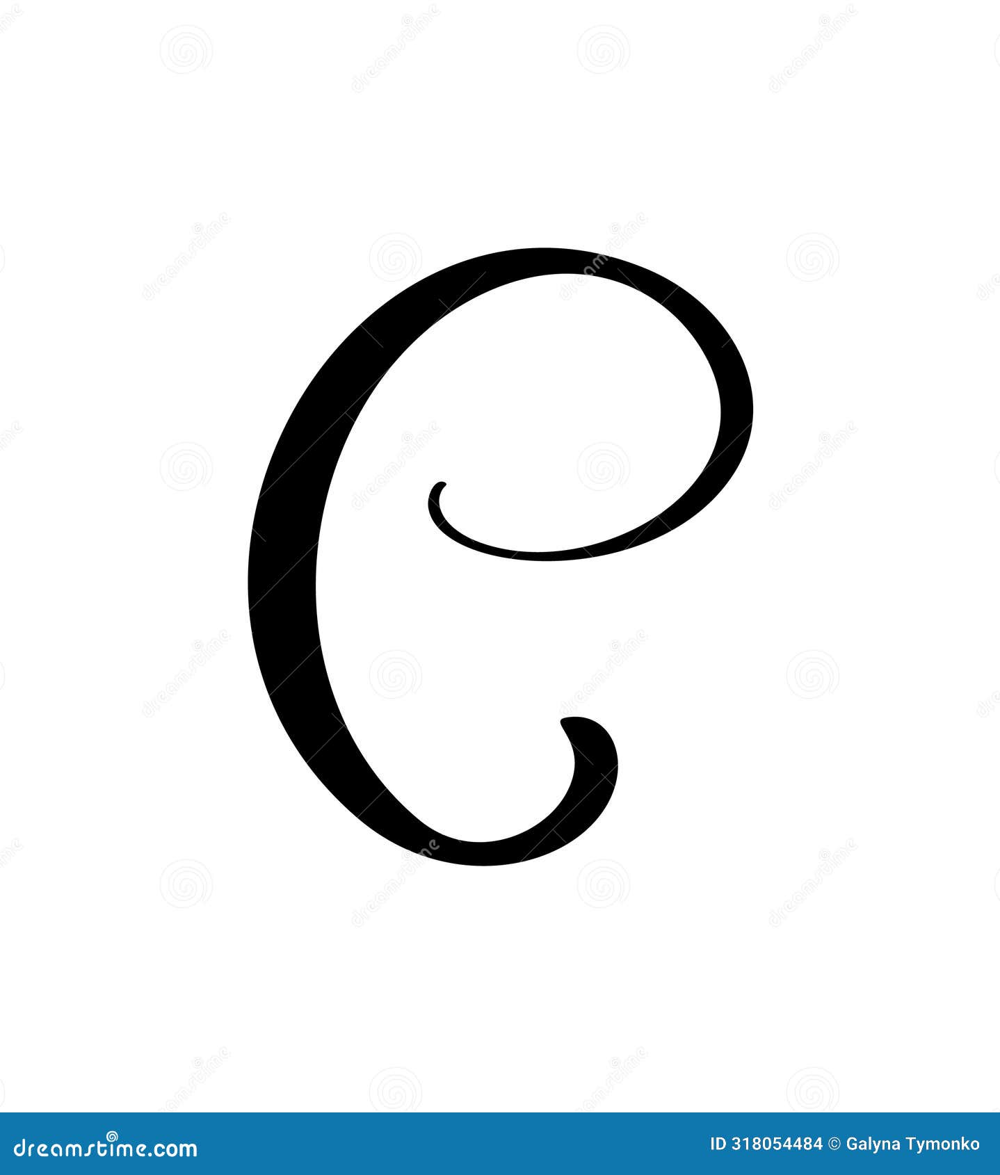 Vector Calligraphy Hand Drawn Letter C Logo. Script Font Stock Vector ...