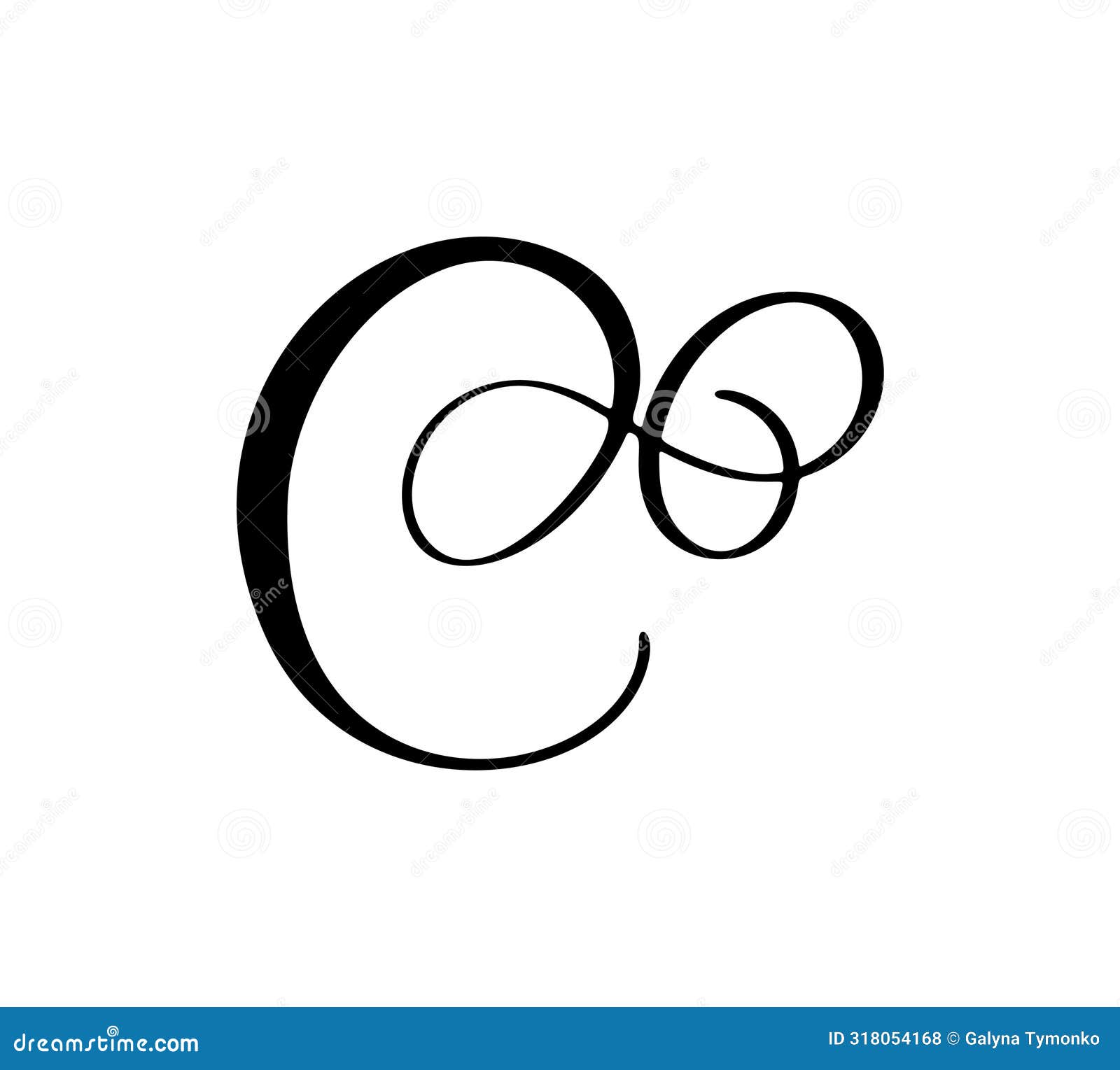 Vector Calligraphy Hand Drawn Letter C. Script Font Logo Icon Stock ...