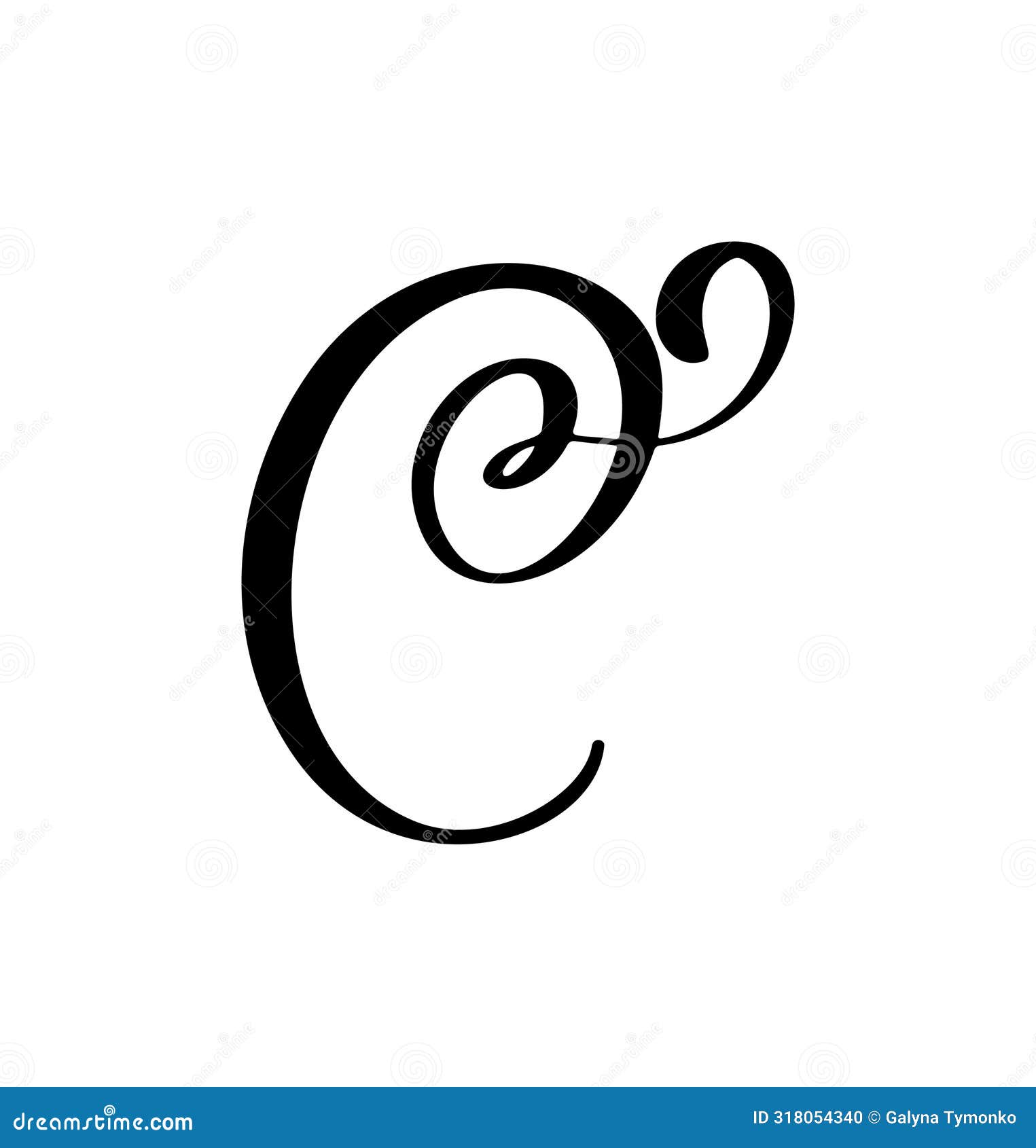 Vector Calligraphy Hand Drawn Letter C. Script Font Logo Icon Stock ...