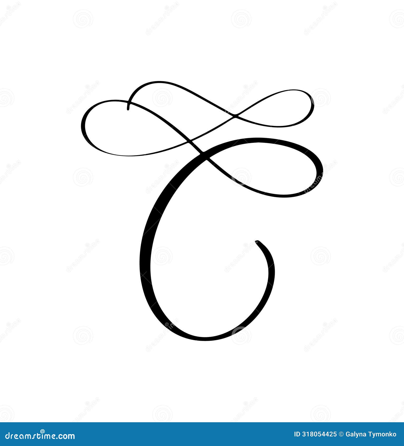 Vector Calligraphy Hand Drawn Letter C. Script Font Logo Icon Stock ...