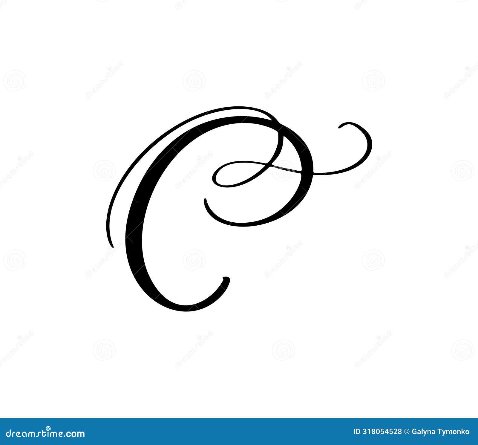 Vector Calligraphy Hand Drawn Letter C. Script Font Logo Icon Stock ...