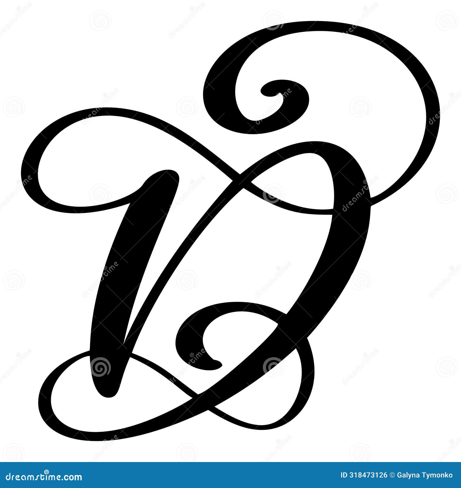 Vector Calligraphy Hand Drawn Letter D Logo. Script Font Stock Vector ...