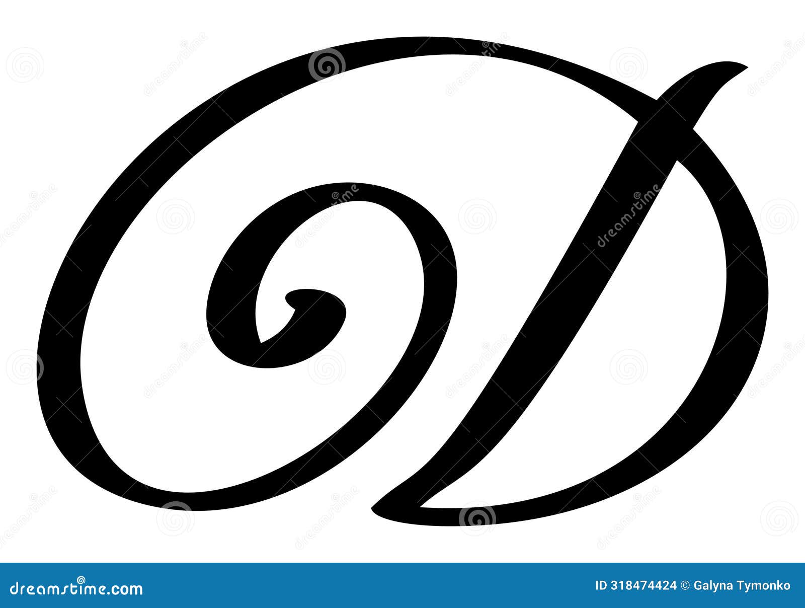 Vector Calligraphy Hand Drawn Letter D Logo. Script Font Stock Vector ...