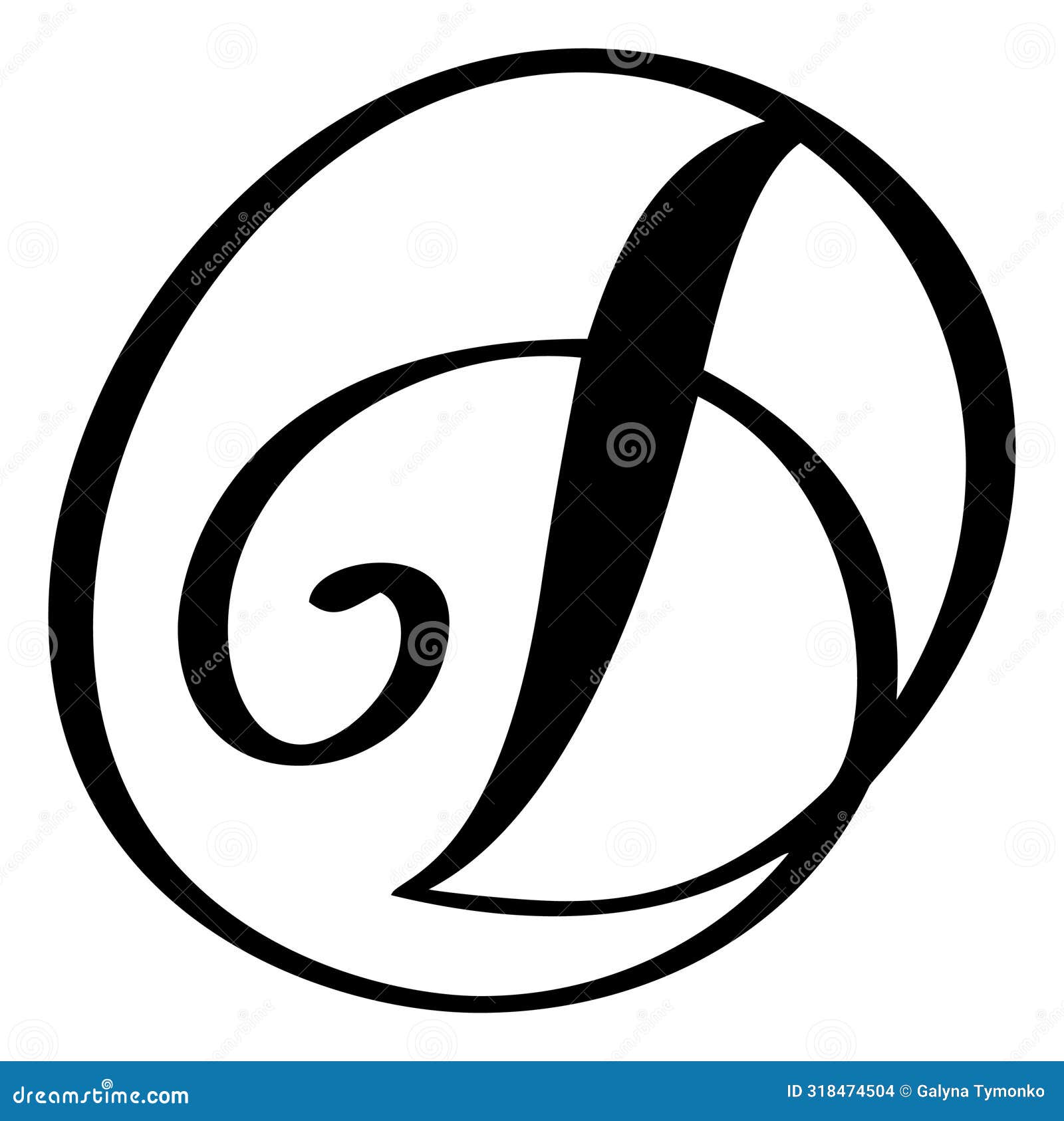 Vector Calligraphy Hand Drawn Letter D Logo. Script Font Stock Vector ...