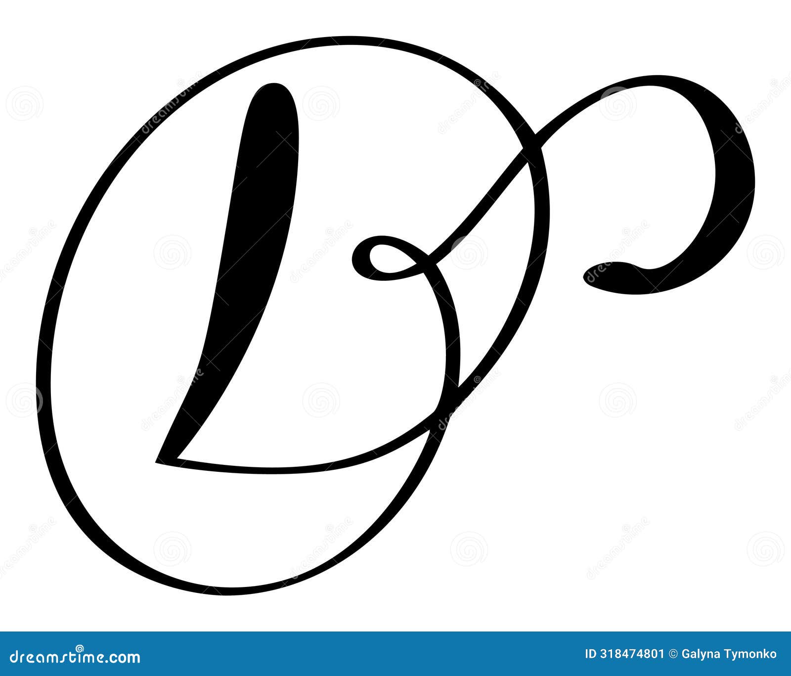 Vector Calligraphy Hand Drawn Letter D Logo. Script Font Stock Vector ...