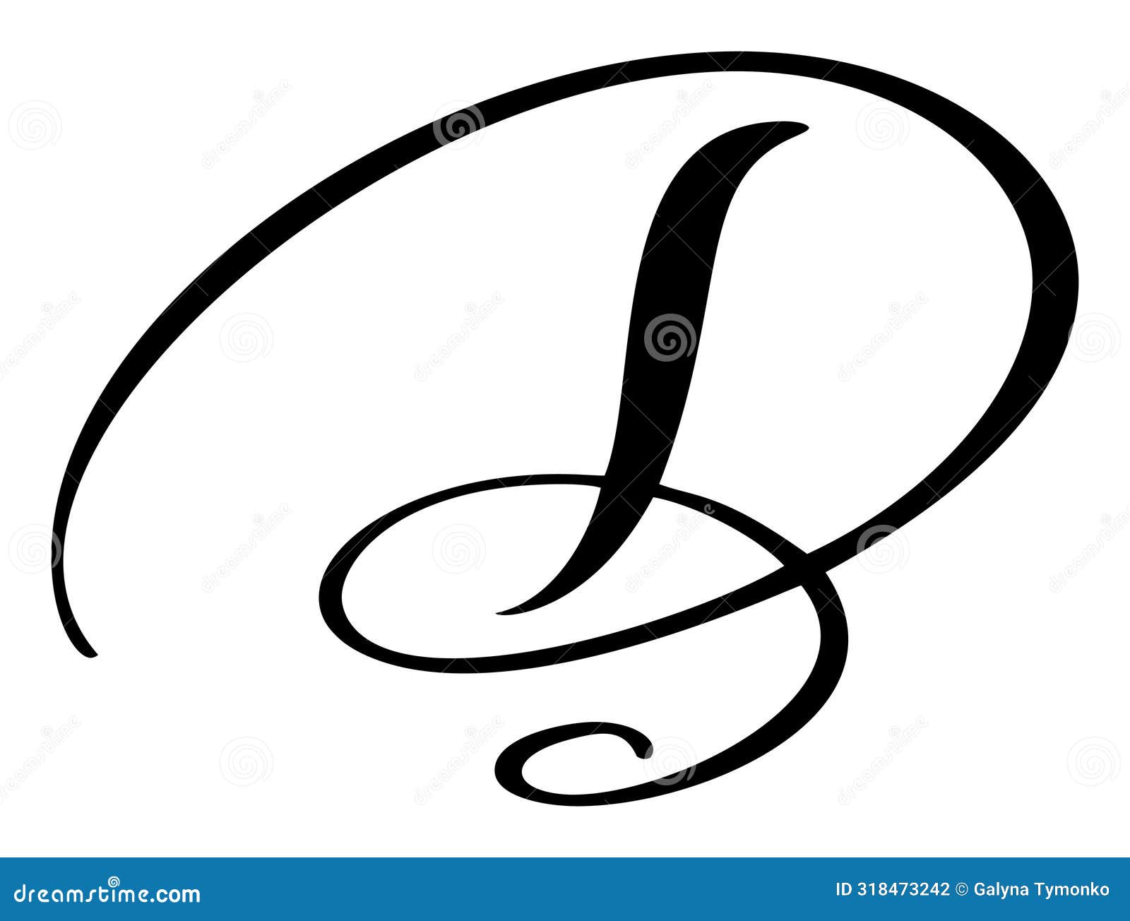 Vector Calligraphy Hand Drawn Letter D. Script Font Logo Icon Stock ...