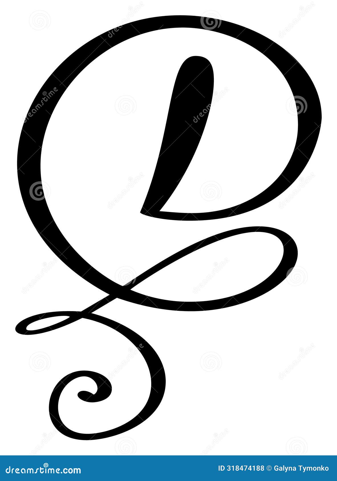 Vector Calligraphy Hand Drawn Letter D. Script Font Logo Icon Stock ...