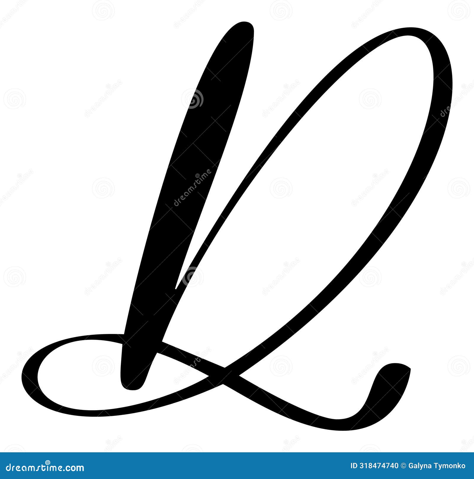 Vector Calligraphy Hand Drawn Letter D. Script Font Logo Icon Stock ...