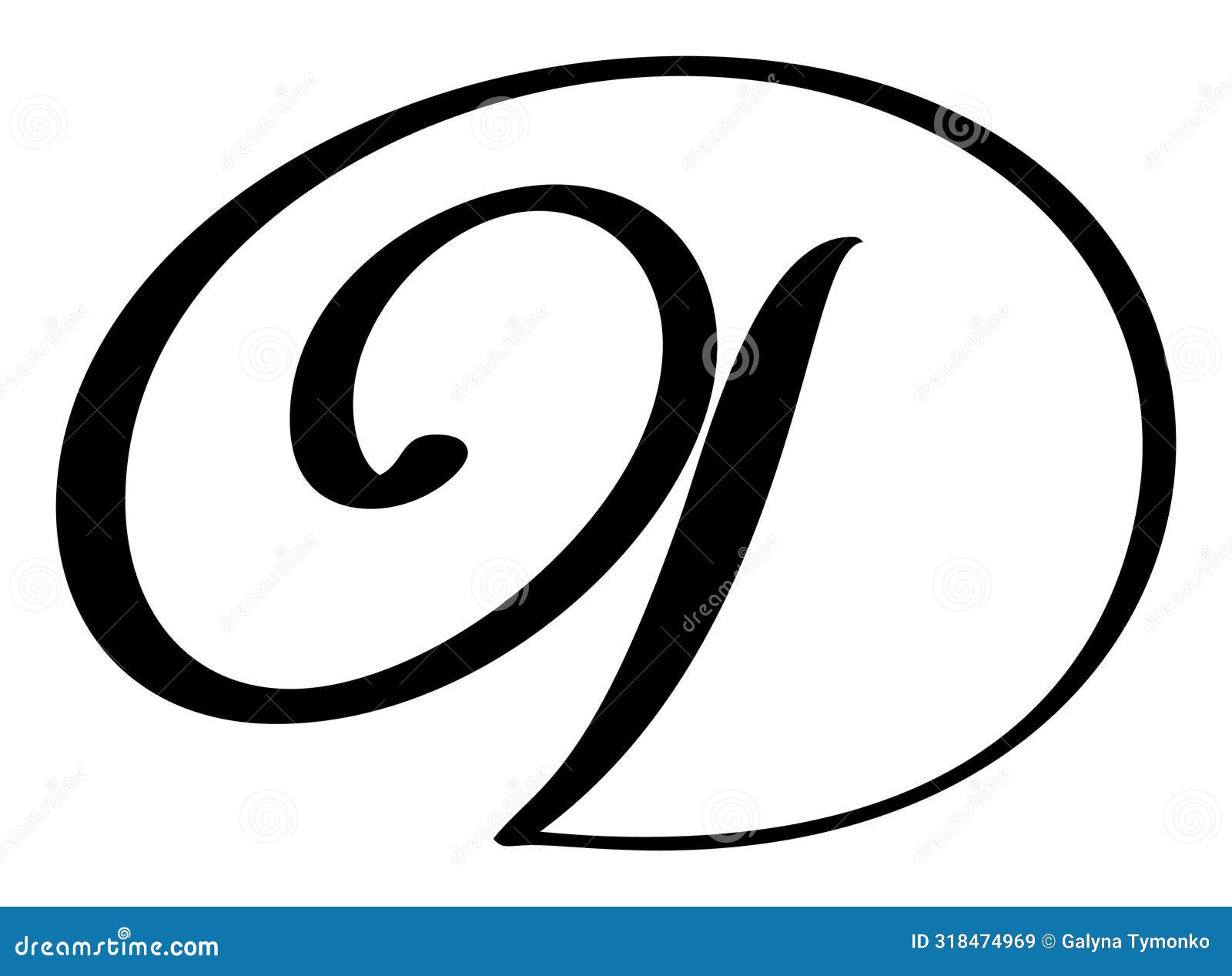 Vector Calligraphy Hand Drawn Letter D. Script Font Logo Icon Stock ...