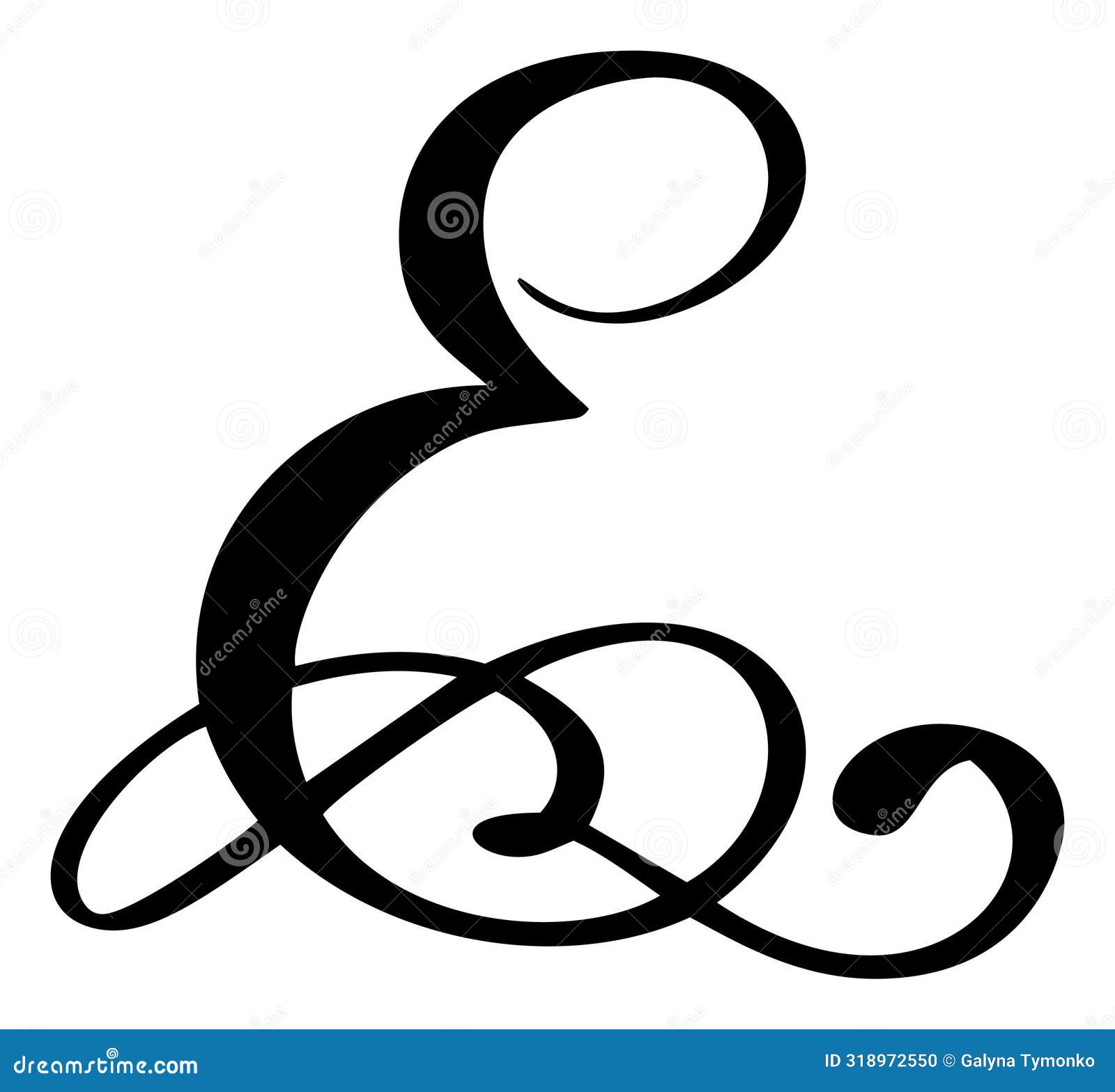 Vector Calligraphy Hand Drawn Letter E Logo. Script Font Stock ...