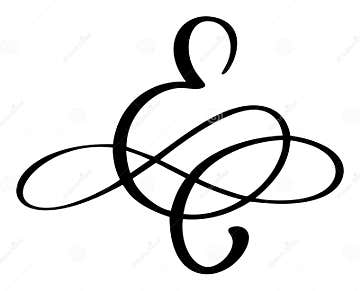 Vector Calligraphy Hand Drawn Letter E Logo. Script Font Stock Vector ...