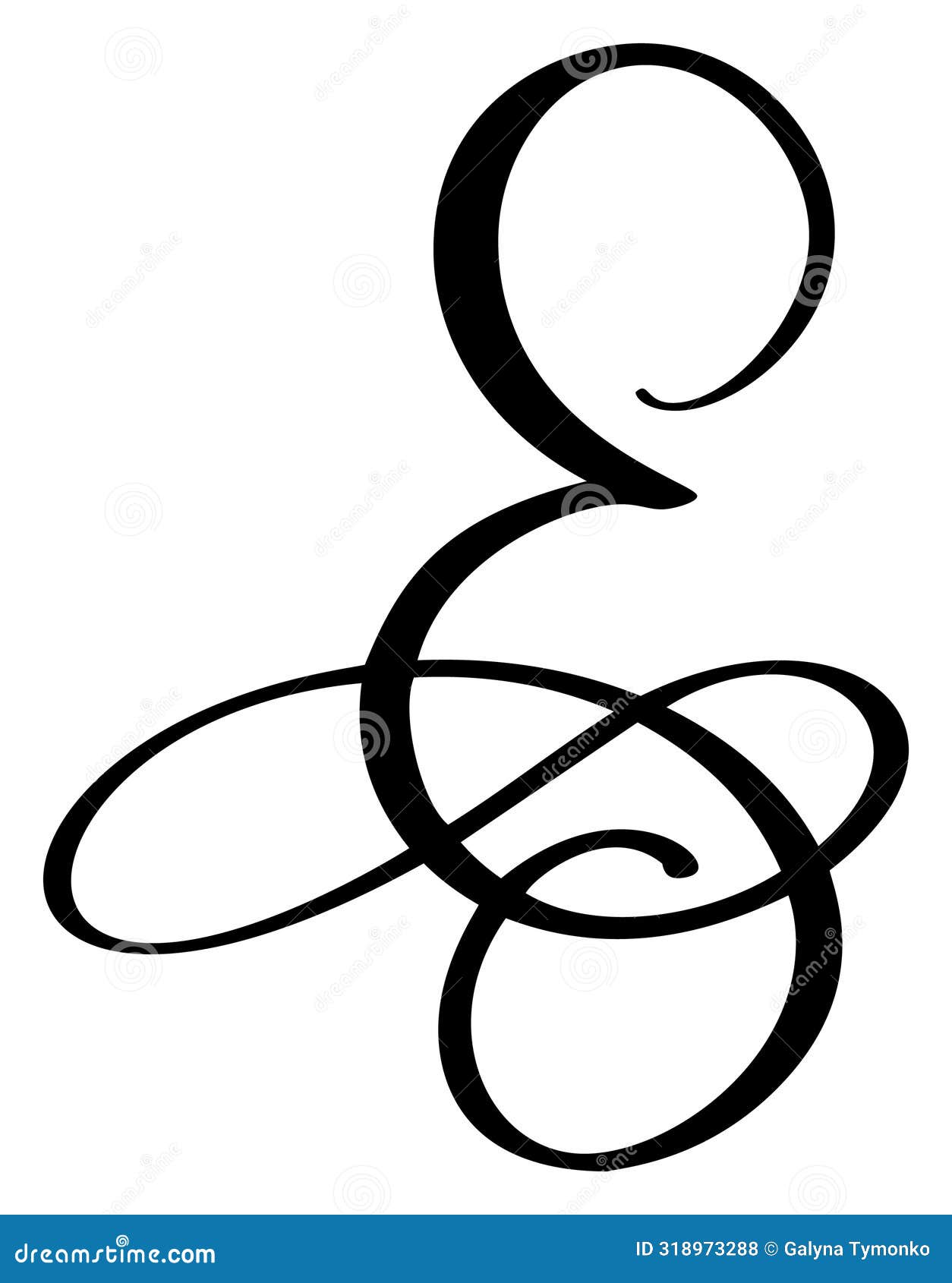 Vector Calligraphy Hand Drawn Letter E Logo. Script Font Stock Vector ...