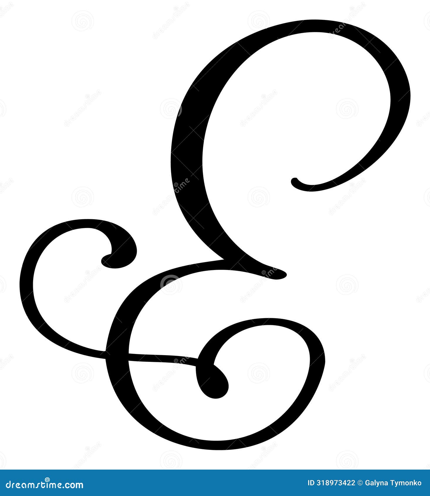 Vector Calligraphy Hand Drawn Letter E Logo. Script Font Stock Vector ...