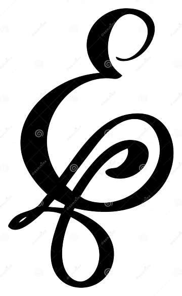 Vector Calligraphy Hand Drawn Letter E Logo. Script Font Stock Vector ...