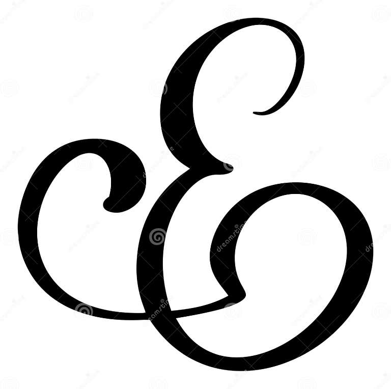 Vector Calligraphy Hand Drawn Letter E. Script Font Logo Icon Stock ...