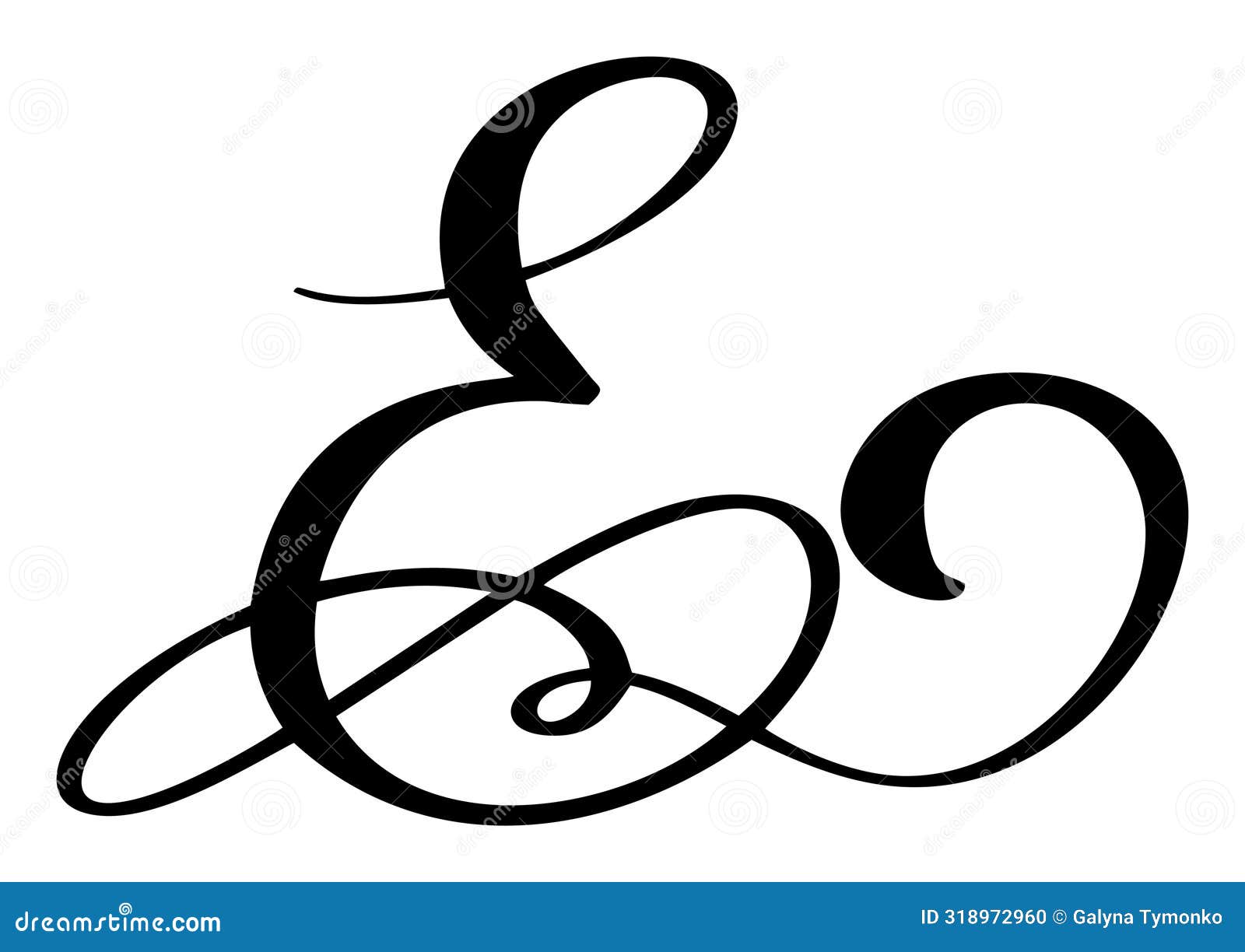 Vector Calligraphy Hand Drawn Letter E. Script Font Logo Icon Stock ...