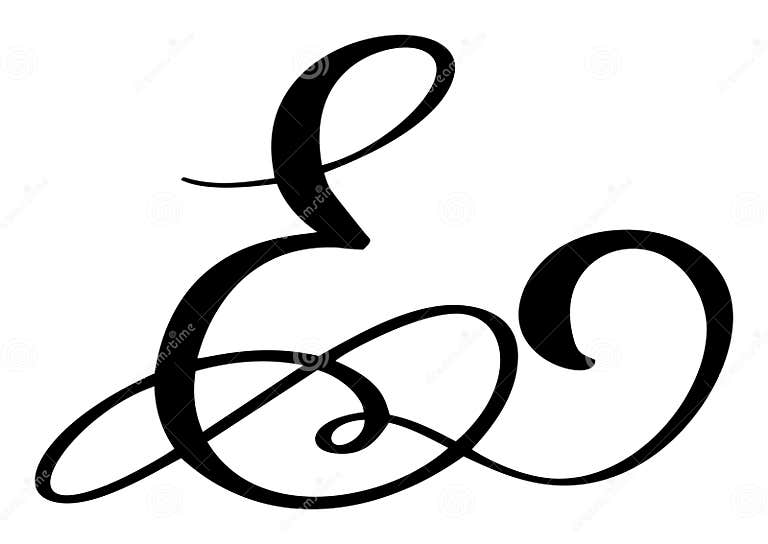 Vector Calligraphy Hand Drawn Letter E. Script Font Logo Icon Stock ...