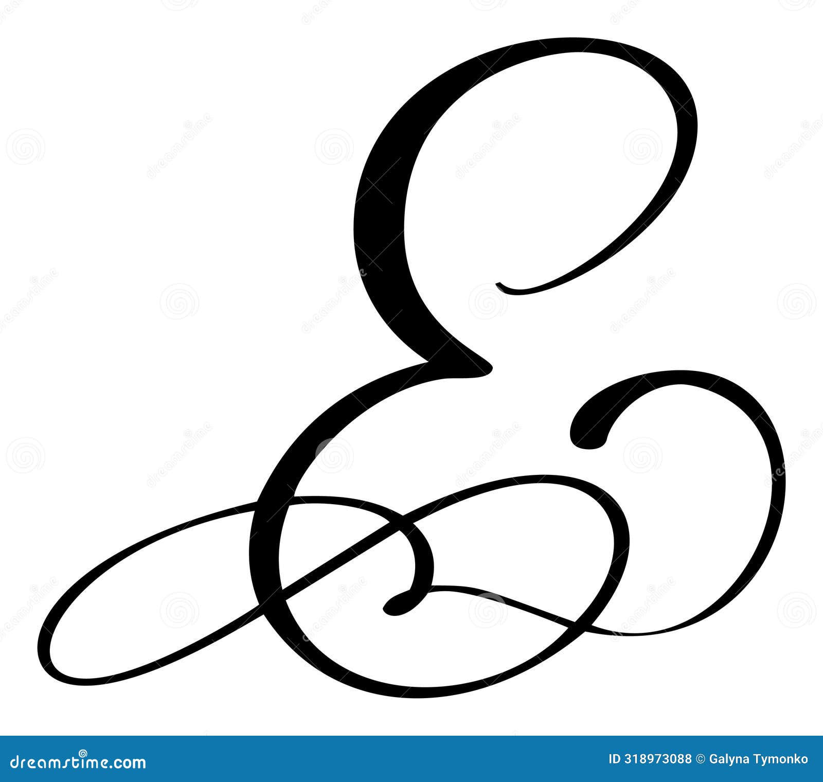 Vector Calligraphy Hand Drawn Letter E. Script Font Logo Icon Stock ...