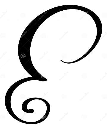 Vector Calligraphy Hand Drawn Letter E. Script Font Logo Icon Stock ...