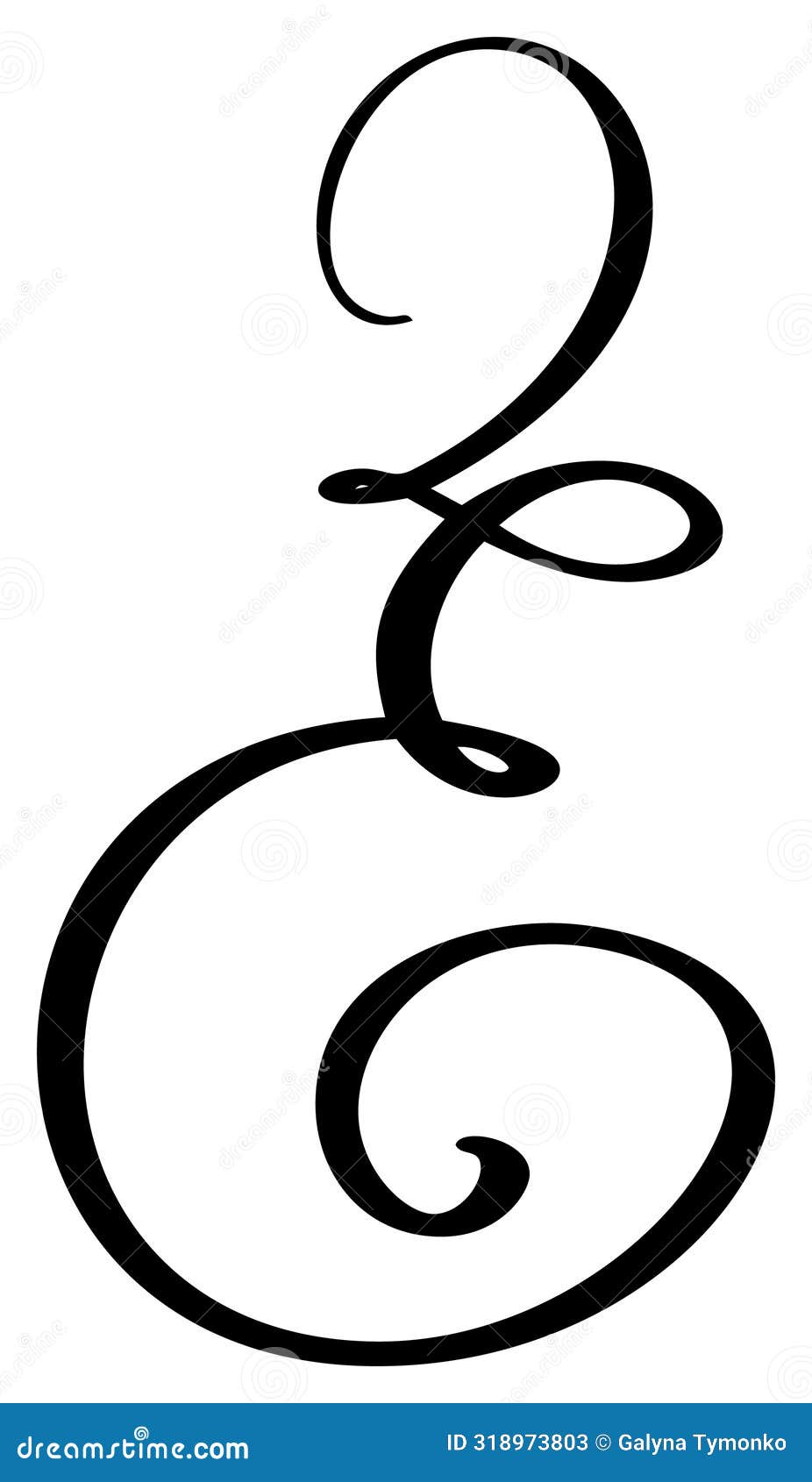 Vector Calligraphy Hand Drawn Letter E. Script Font Logo Icon Stock ...