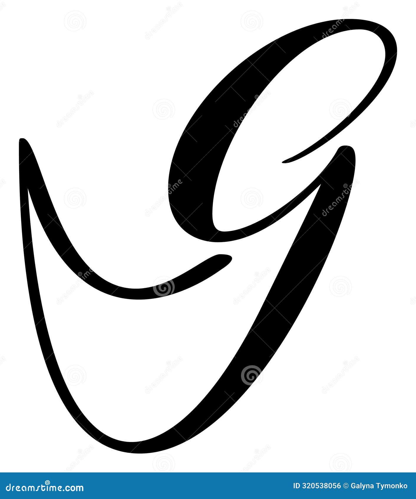 Vector Calligraphy Hand Drawn Letter G Logo. Script Font Stock Vector ...