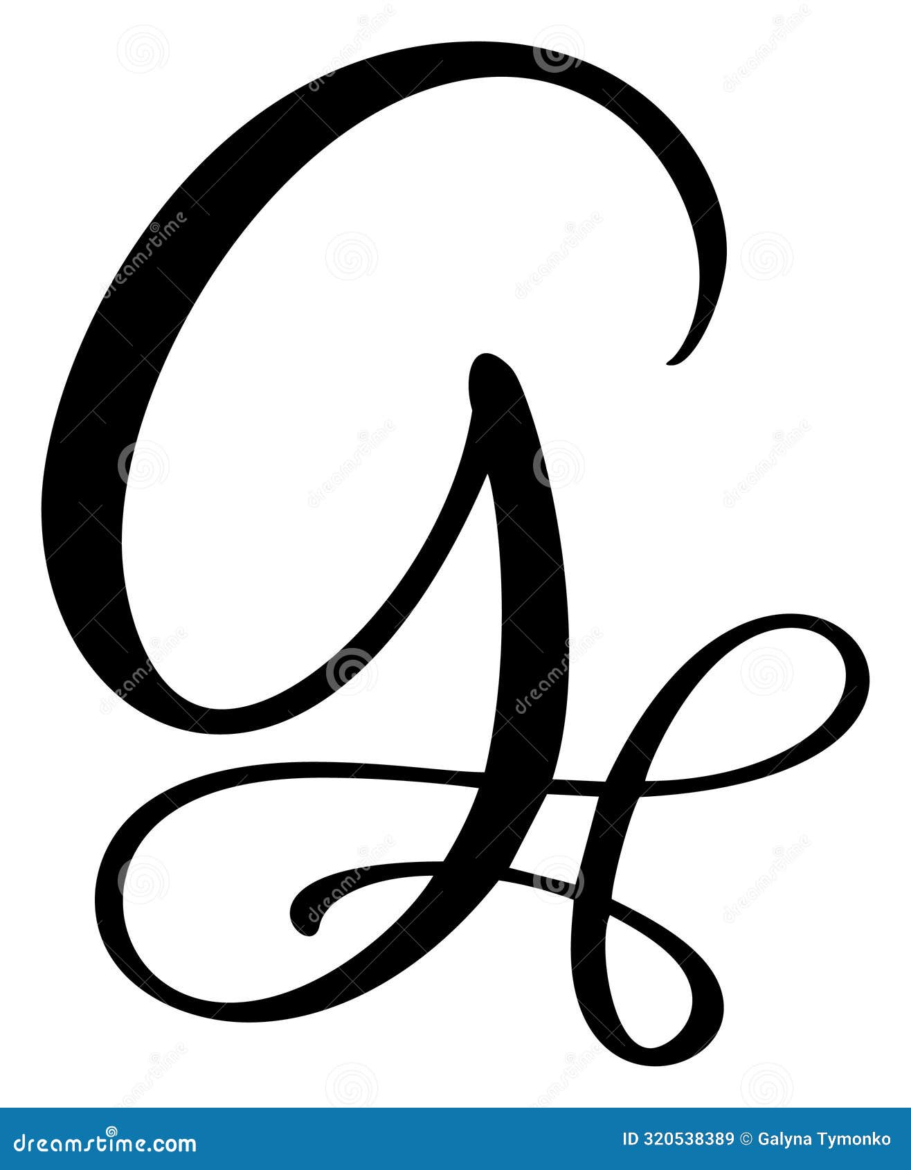 Vector Calligraphy Hand Drawn Letter G Logo. Script Font Stock Vector ...