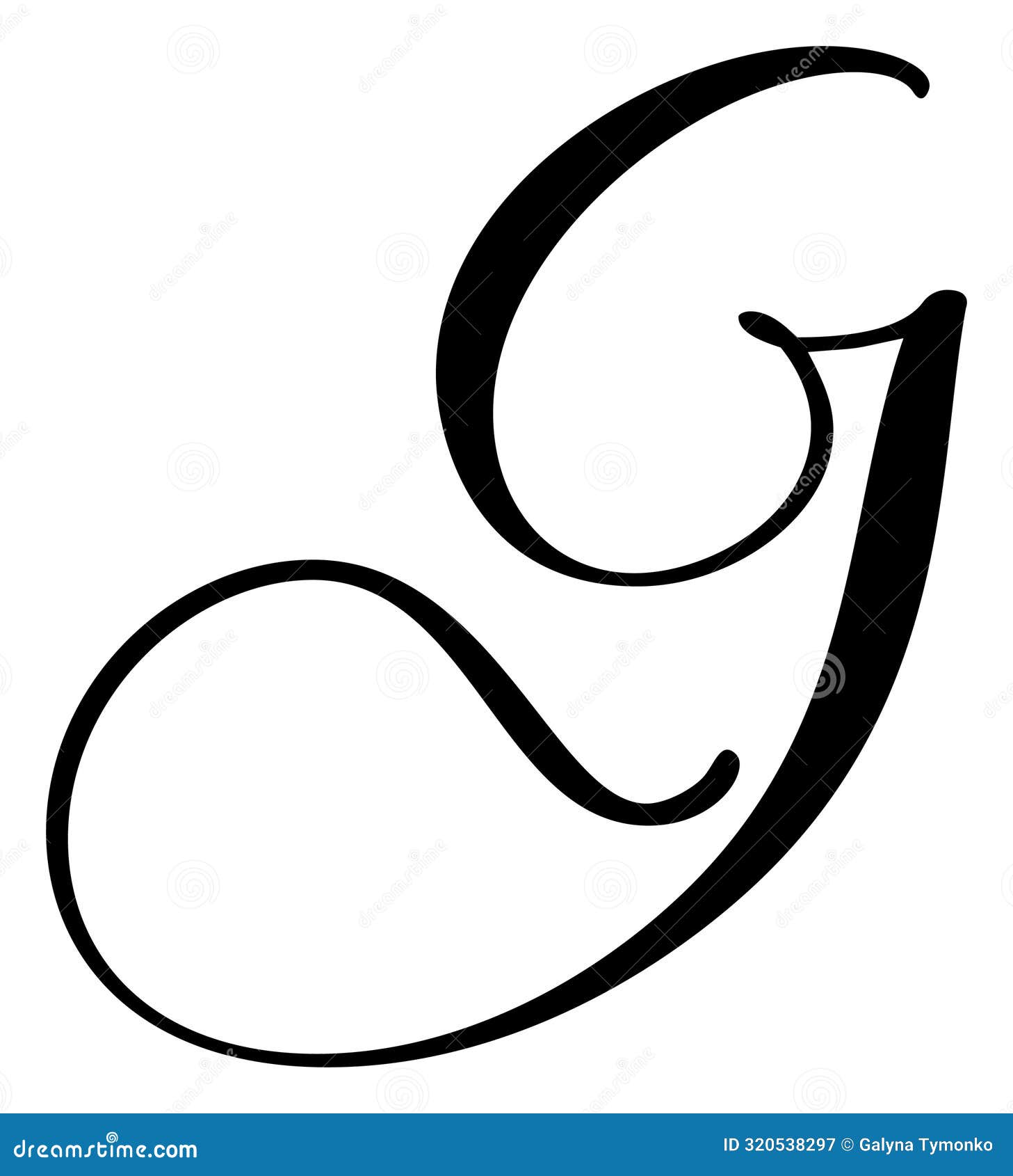 Vector Calligraphy Hand Drawn Letter G. Script Font Logo Icon Stock ...