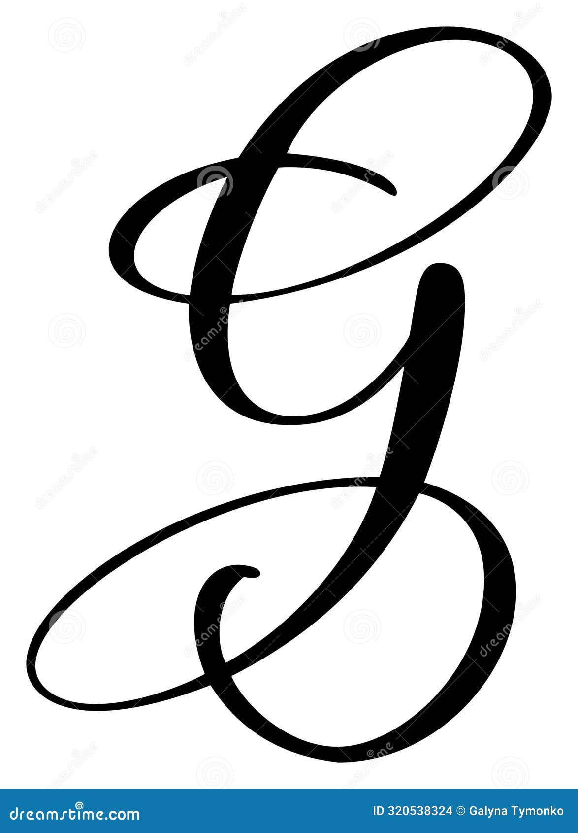 Vector Calligraphy Hand Drawn Letter G. Script Font Logo Icon Stock ...
