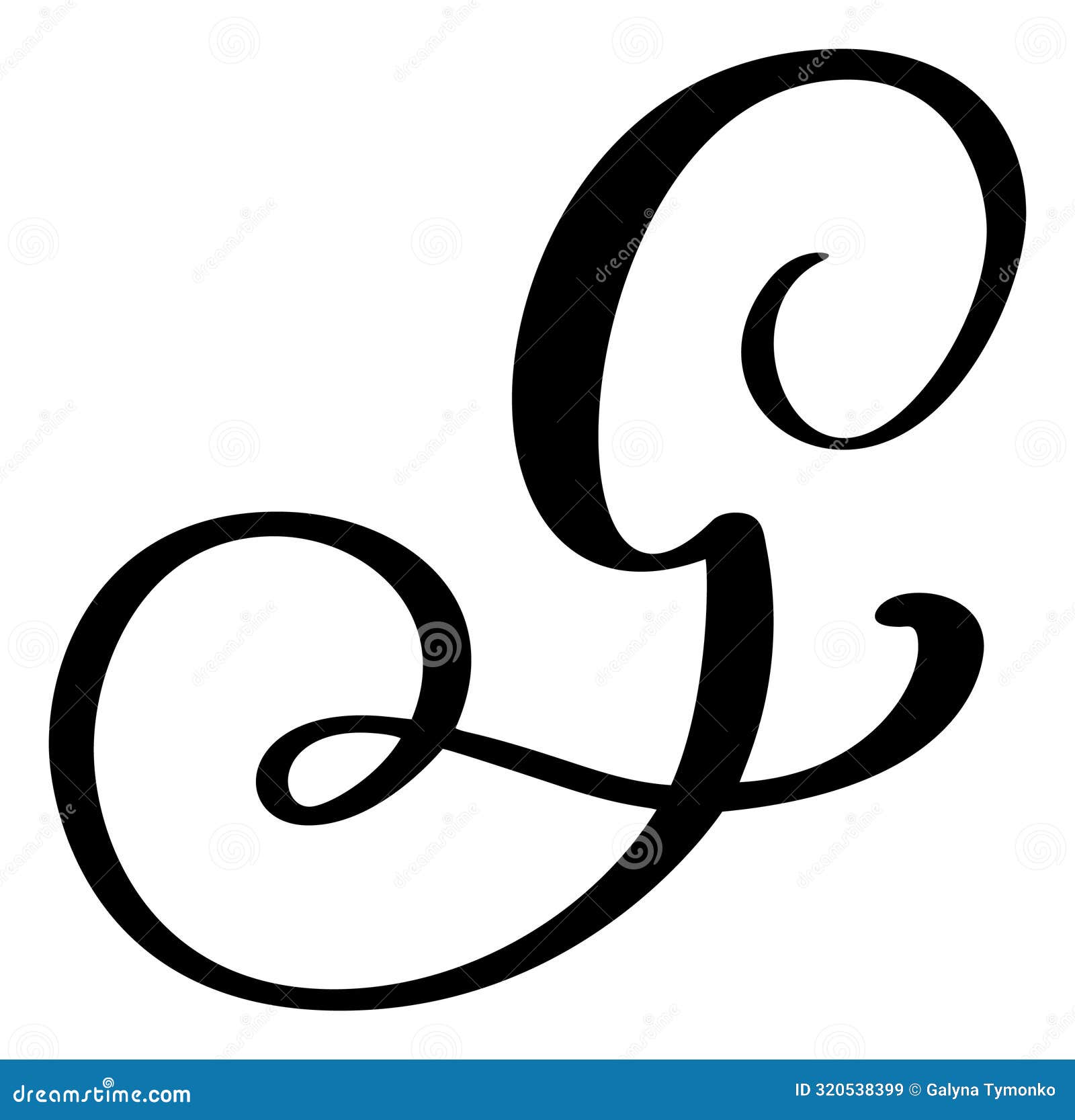 Vector Calligraphy Hand Drawn Letter G. Script Font Logo Icon Stock ...