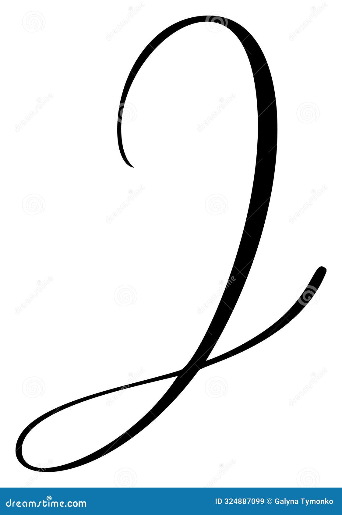 Vector Calligraphy Hand Drawn Letter J Drop Cap. Script Font Logo Icon ...