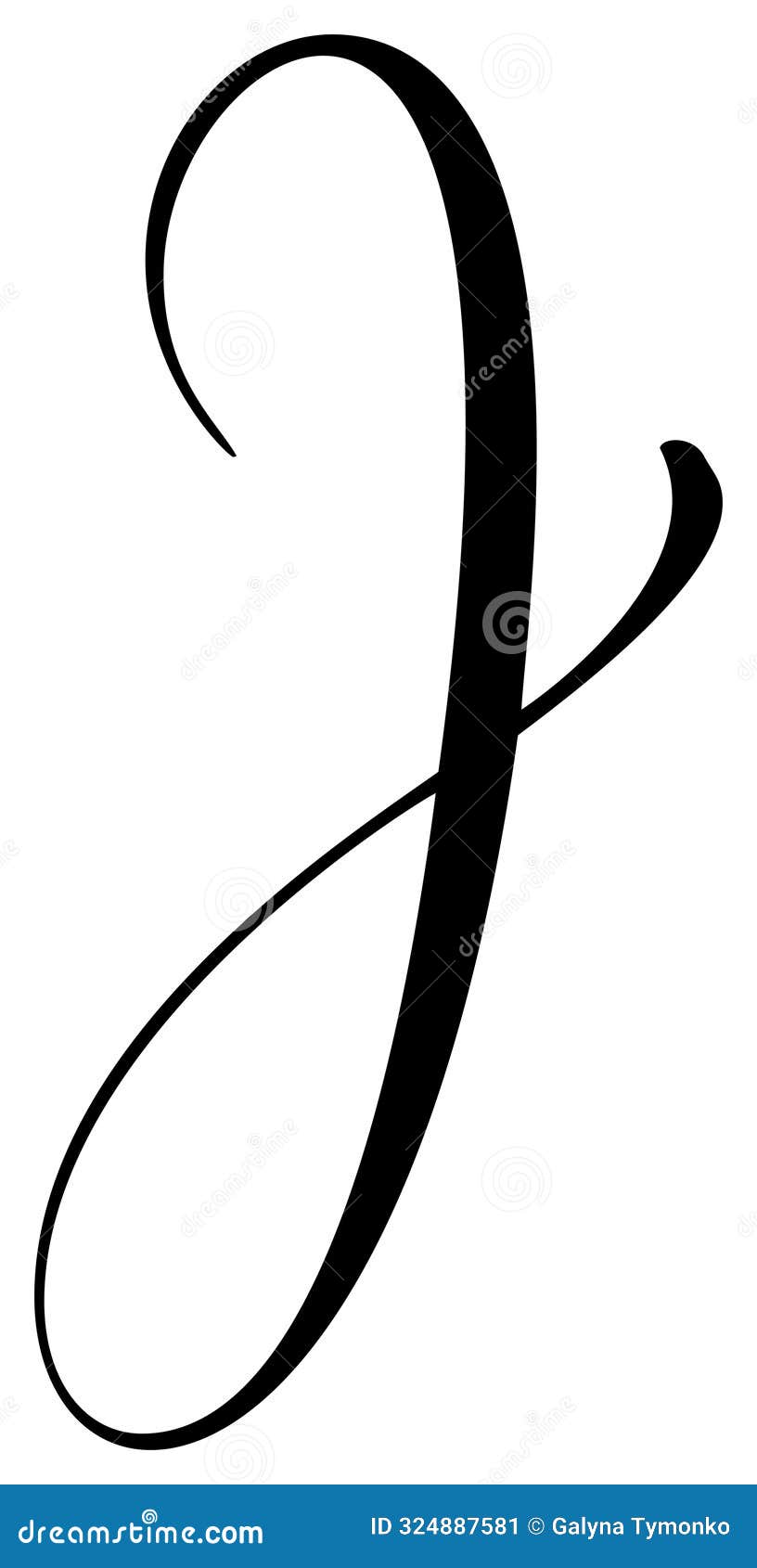 Vector Calligraphy Hand Drawn Letter J Drop Cap. Script Font Logo Icon ...