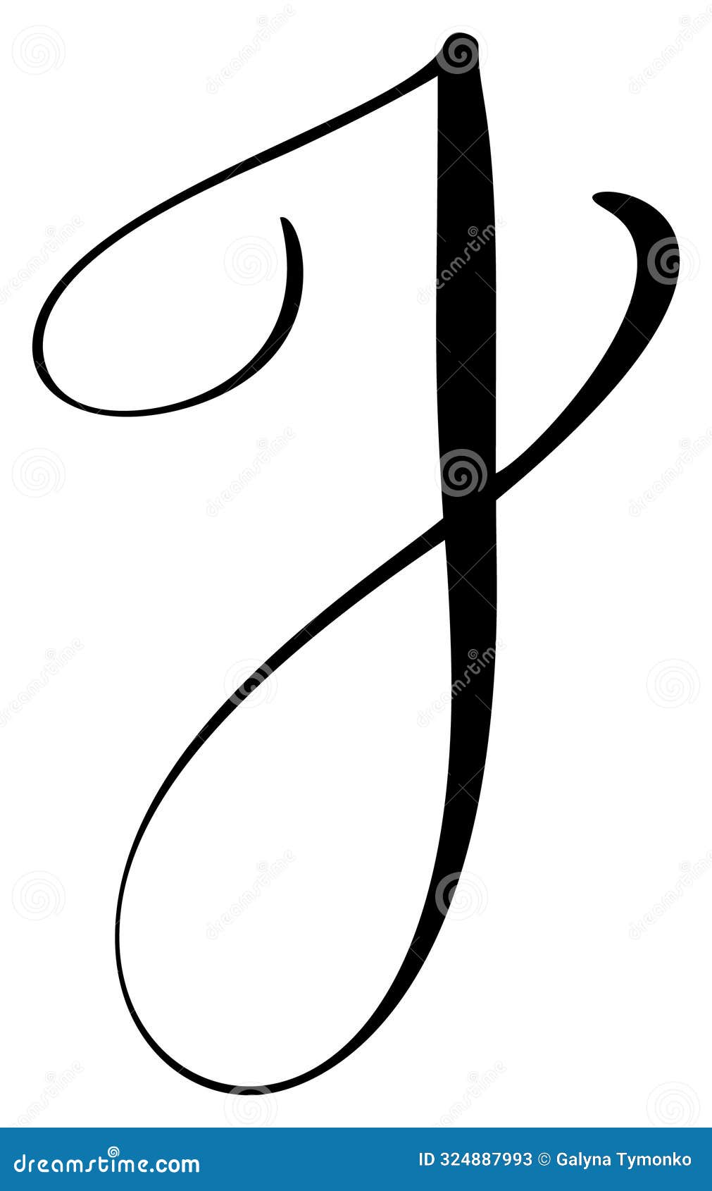 Vector Calligraphy Hand Drawn Letter J Drop Cap. Script Font Logo Icon ...