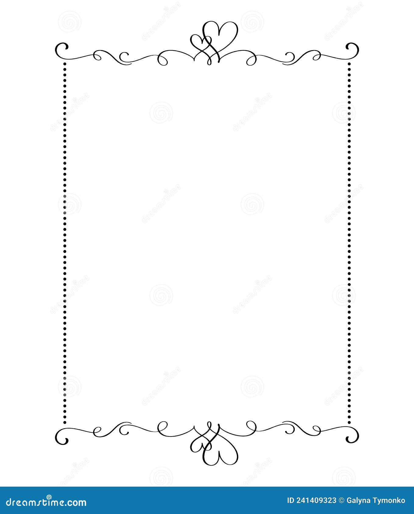 Vector Calligraphy Rectangular Ornamental Frame with Heart. Valentine Day Decorative Ornament ...