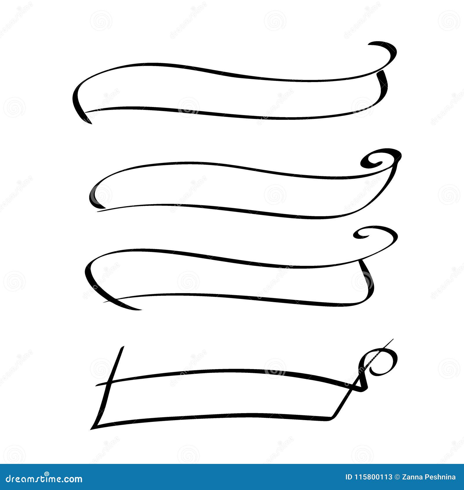 Vector Calligraphy Ribbon Frame Banner Set Stock Illustration ...