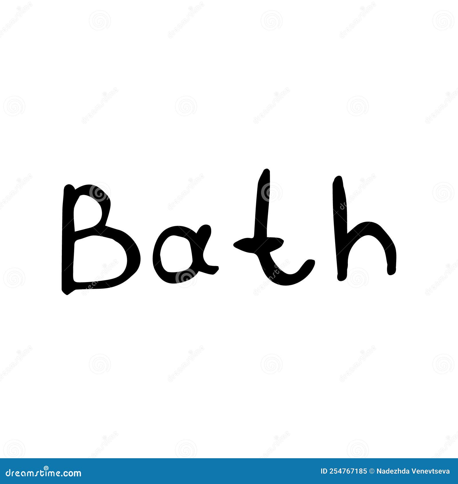 Vector Calligraphy of the Word "Bath". the Text "Bath" in the Doodle ...