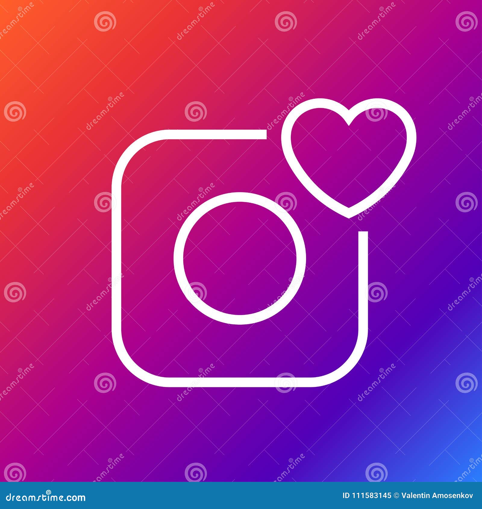 Vector Camera Icon - Camera and Heart. Editable Stroke Stock ...