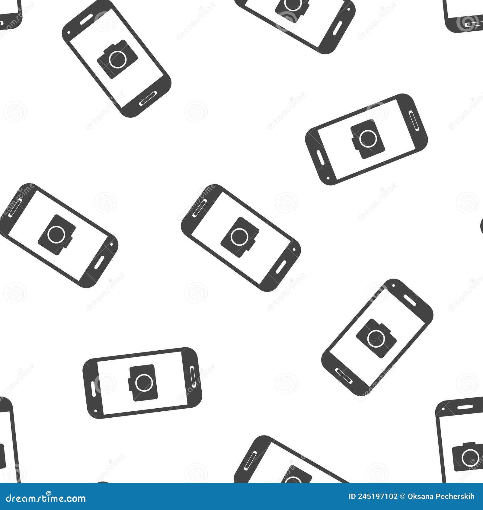 Vector Camera Icon in the Phone Seamless Pattern on a White Background ...