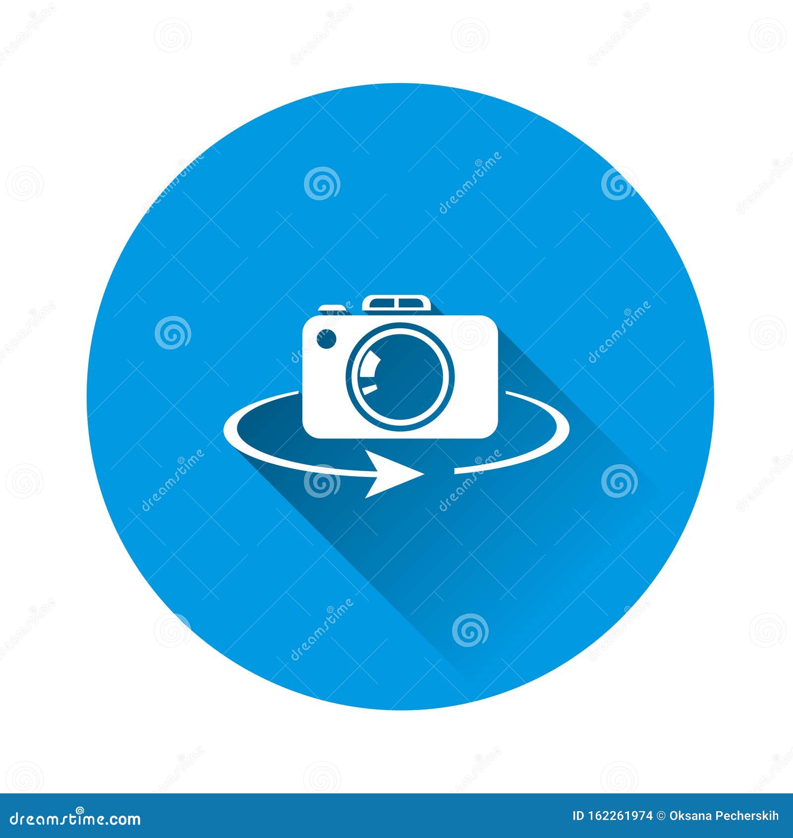 Vector Camera Rotate Icon. Retro Camera Icon on Blue Background Stock ...
